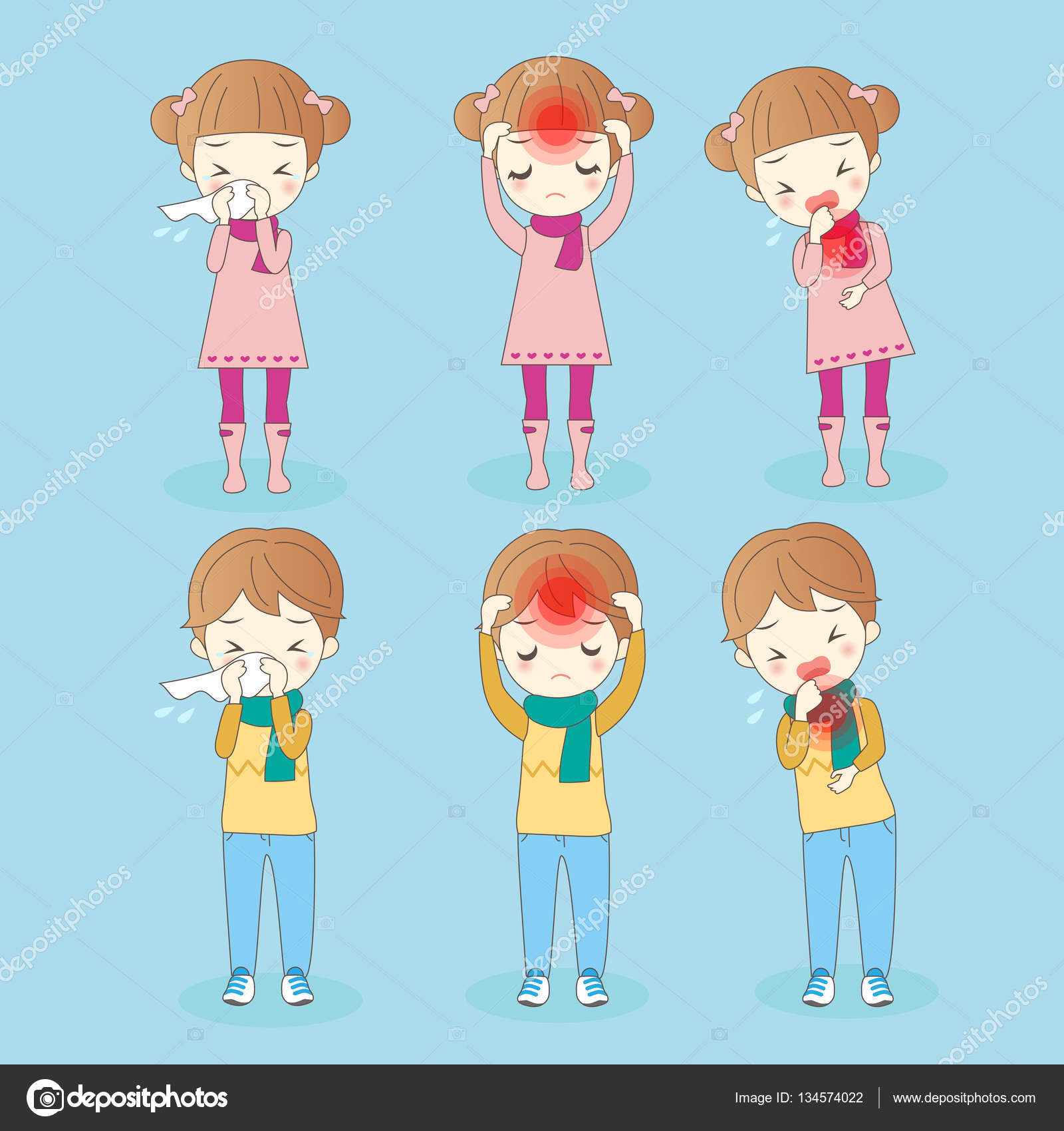 Cartoon children has health problem — Stock Vector © etoileark #134574022