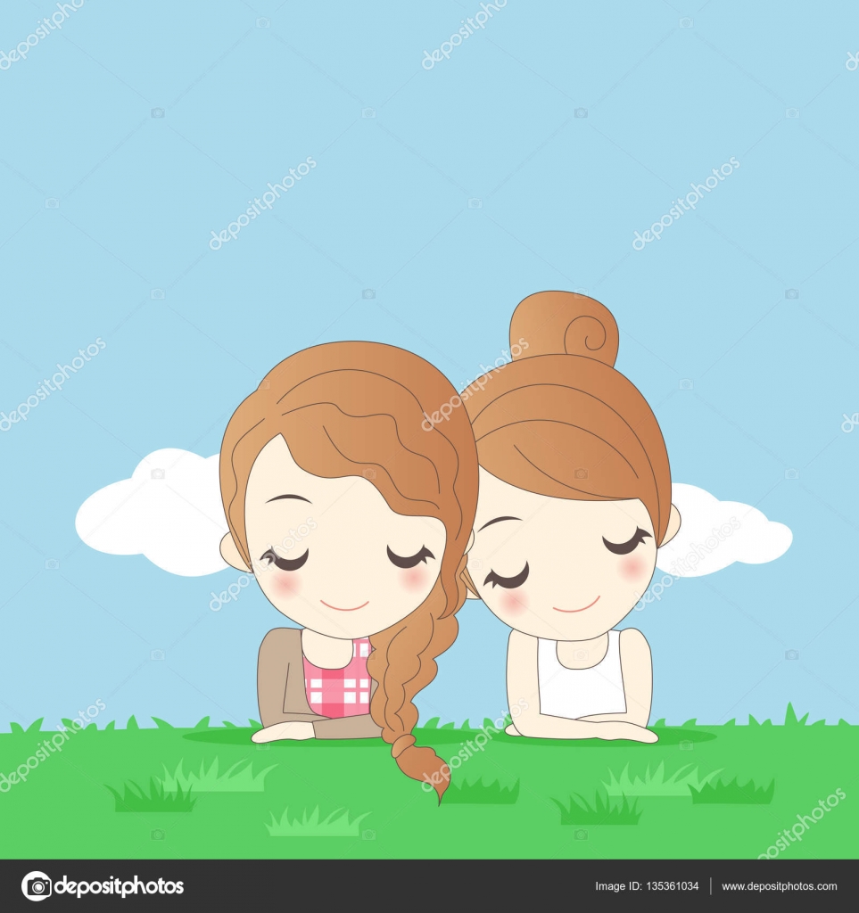 Two Sisters Hugging Animation