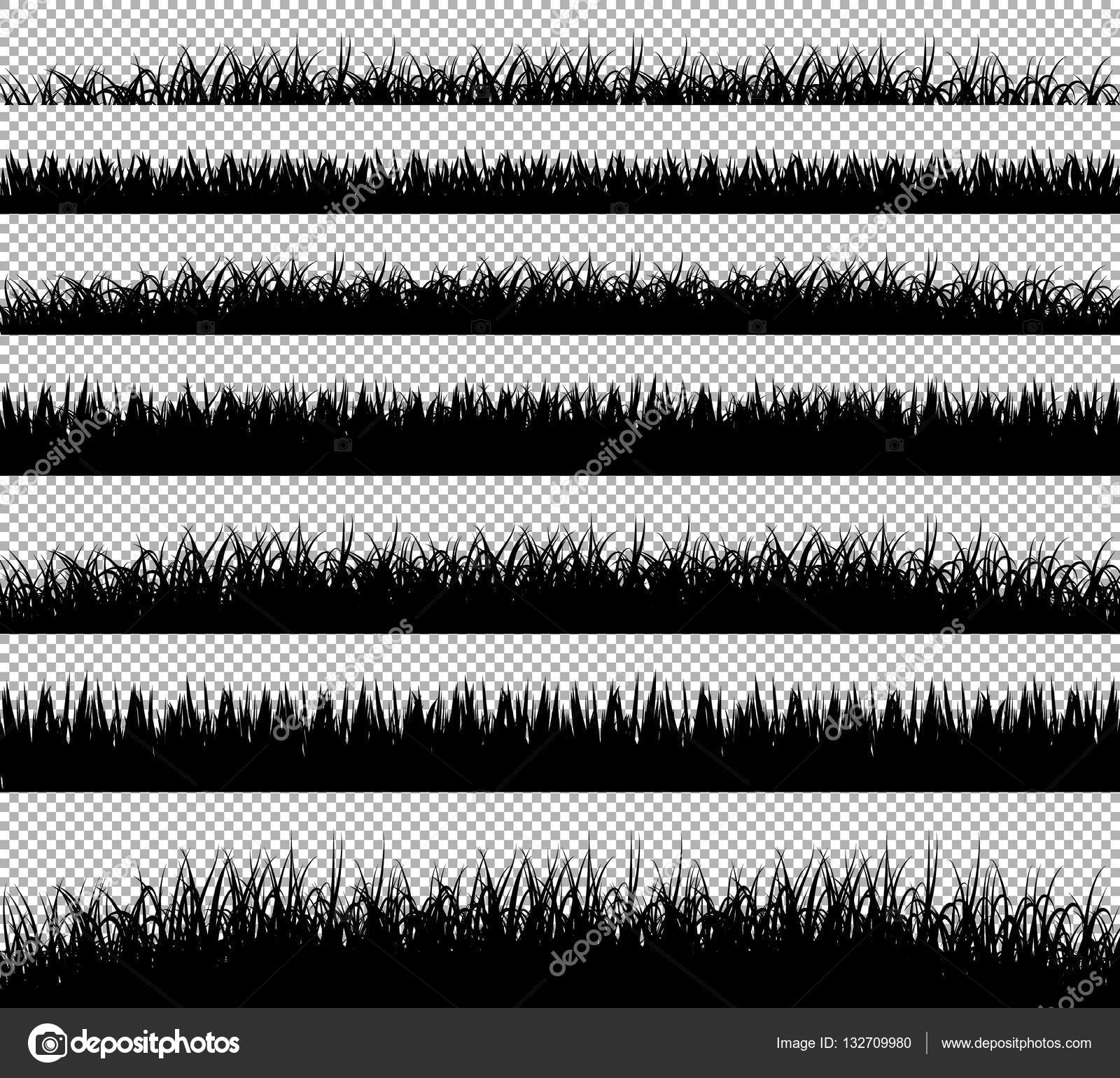 Batas rumput siluet diset pada vektor latar transparan Vektor Stok oleh ...