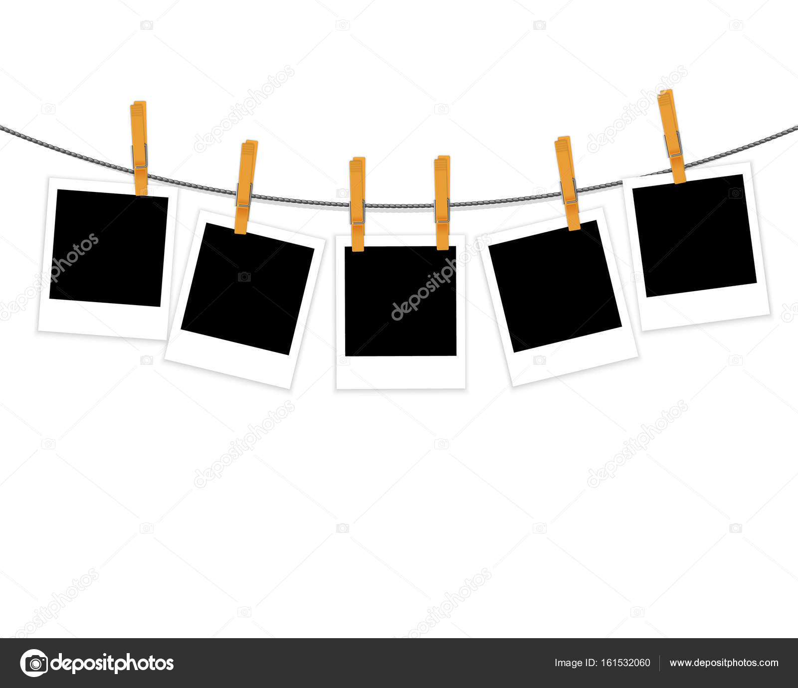 Photo frames on rope with clothespins vector Stock Vector Image by ...