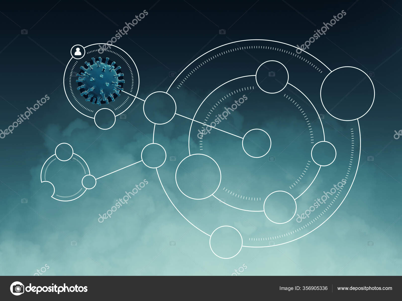 Microscopic View Infectious Virus Network Virus Spread Illustration ...