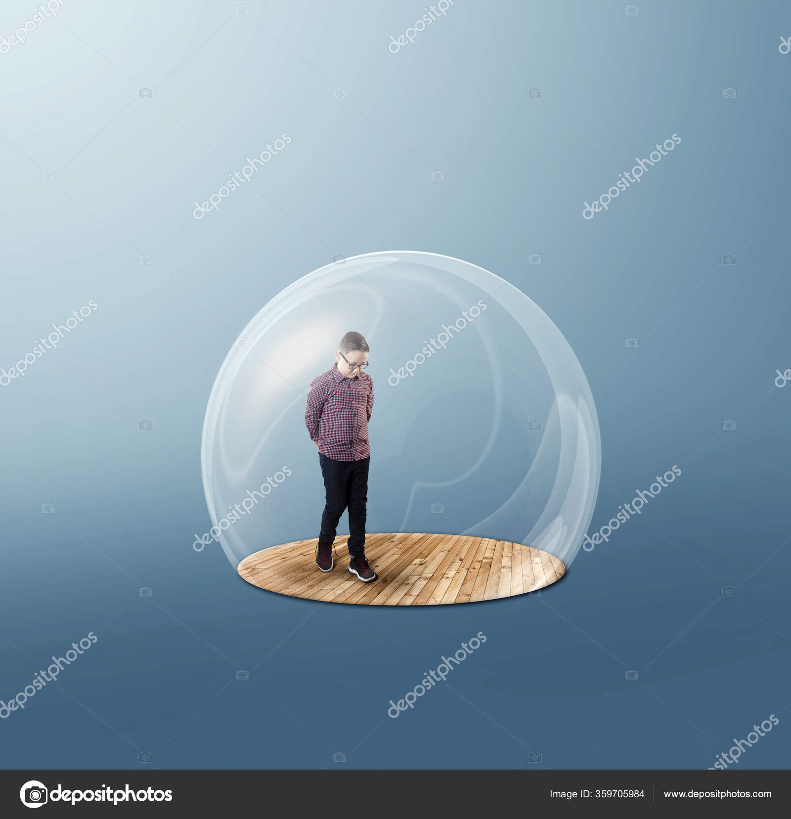 Man Bubble Shield Protection Stay Home Concept Self Isolation ...