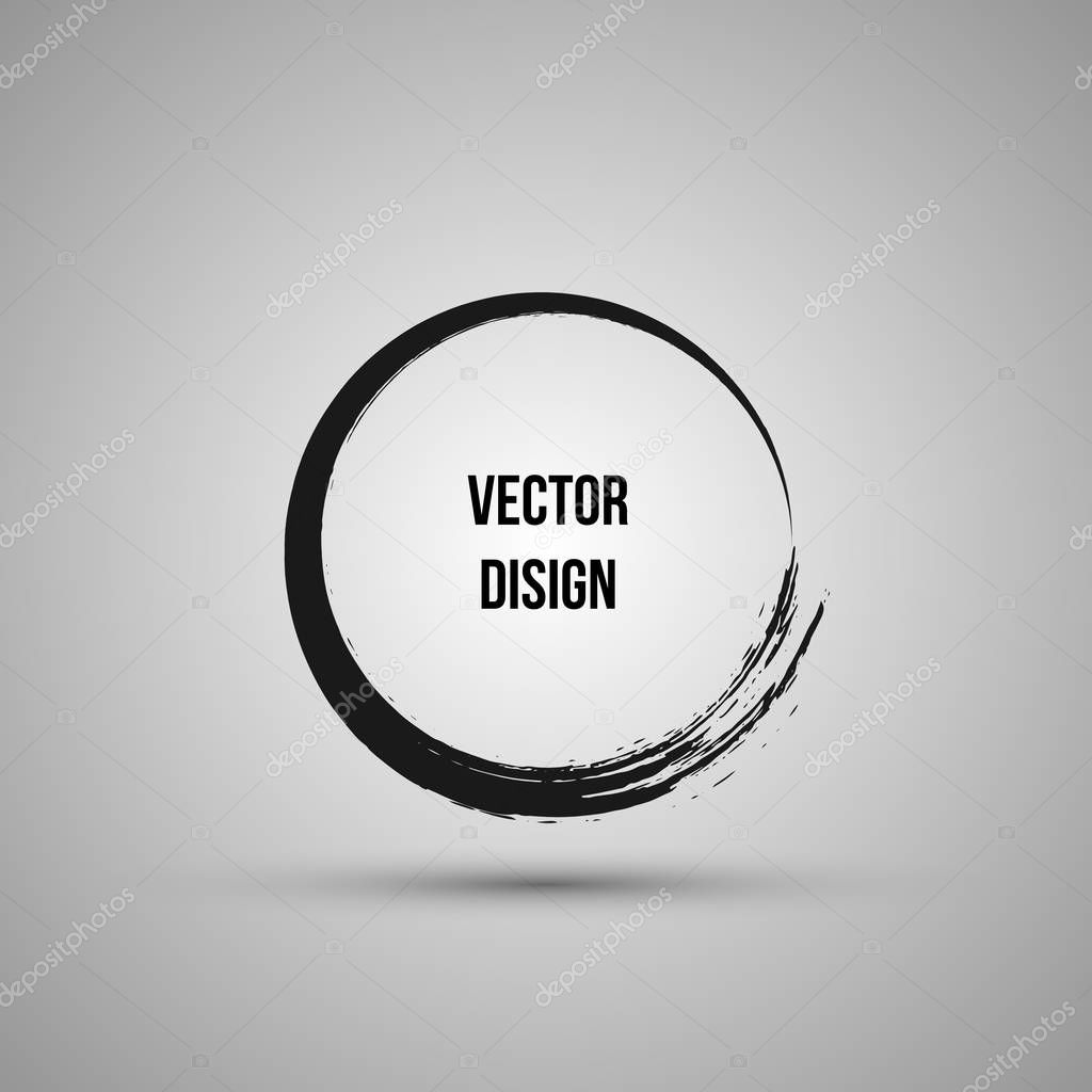 Forma de c rculo dibujado a mano. Etiqueta, elemento de dise o de logotipo, marco. Cepille onda ...