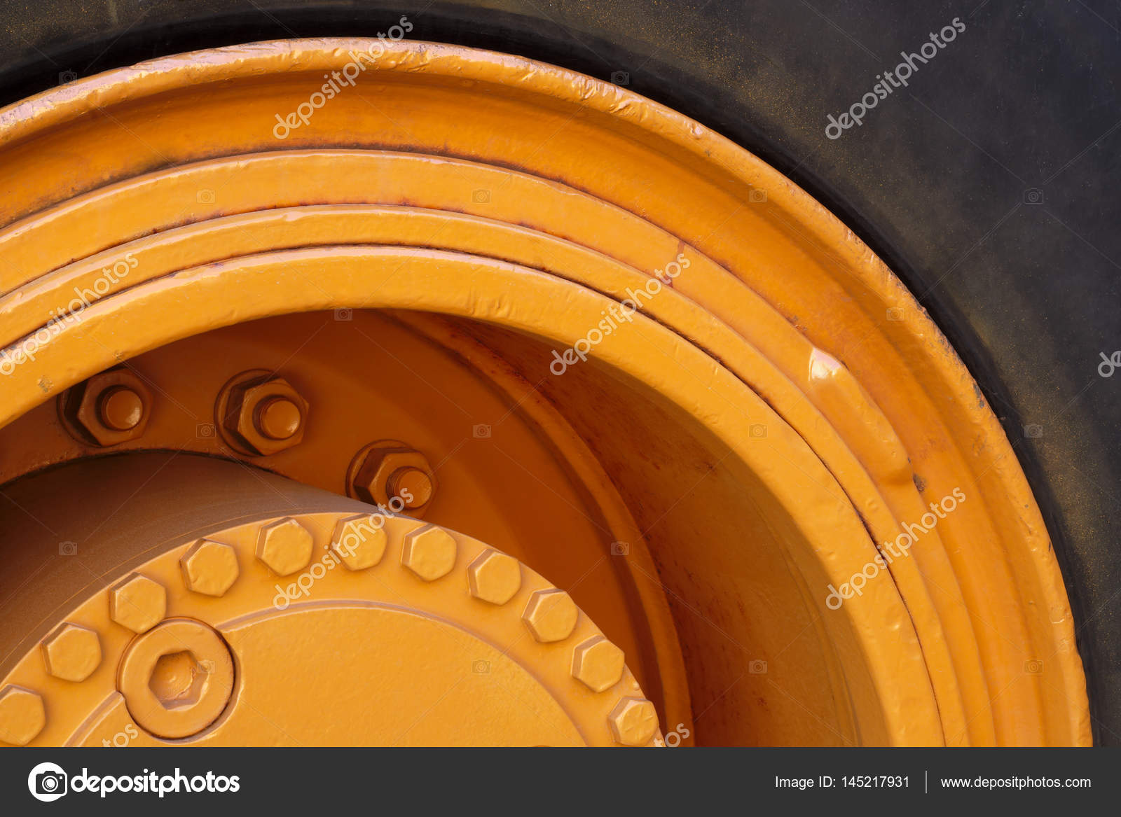 Yellow tire excavator tractor close up macro circle ⬇ Stock Photo ...