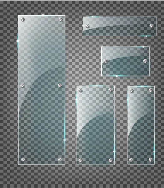 Vector modern transparent glass plates set on sample background. Stock ...