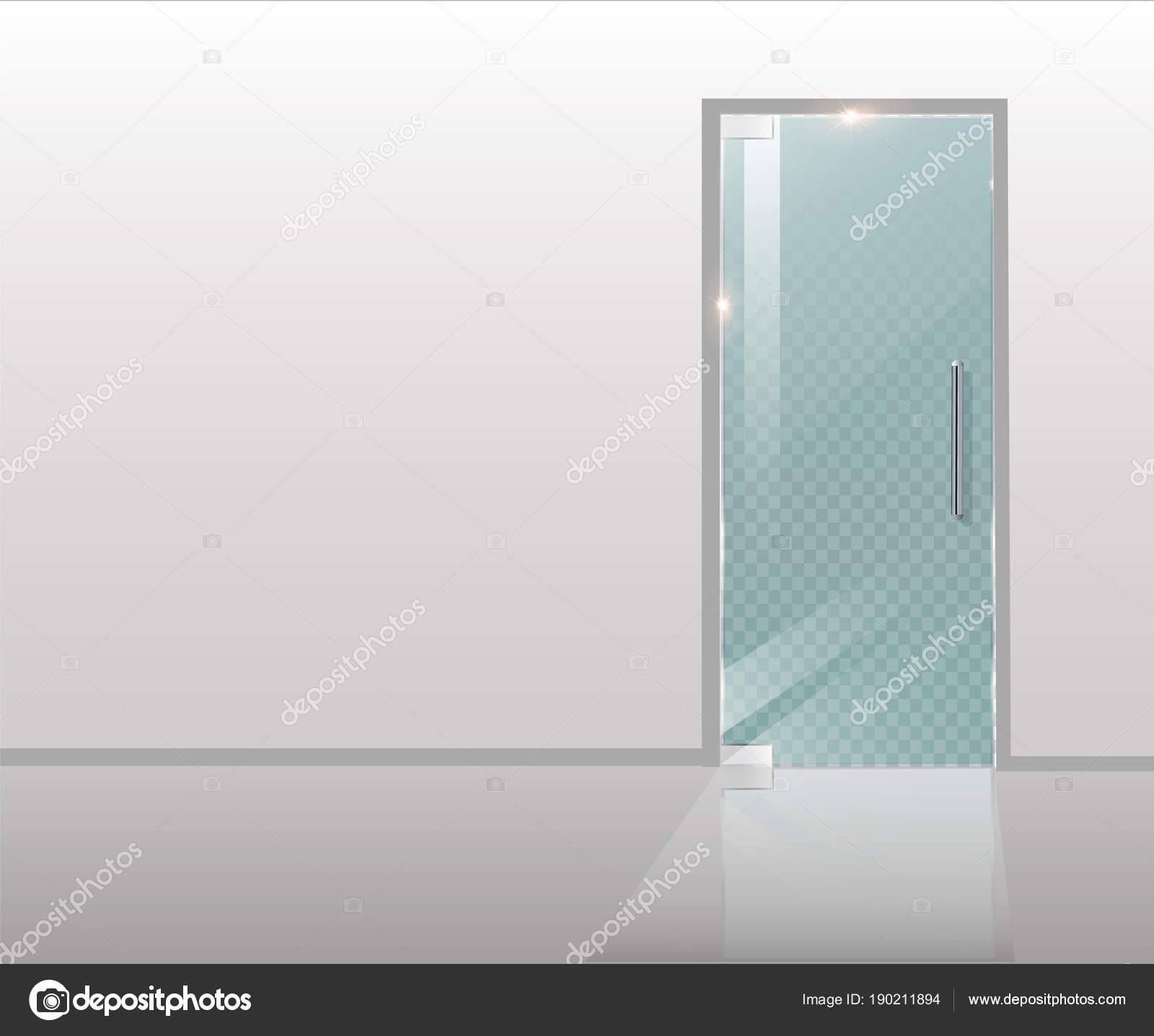 Modern glass door is a tree and transparent glass for architectural ...