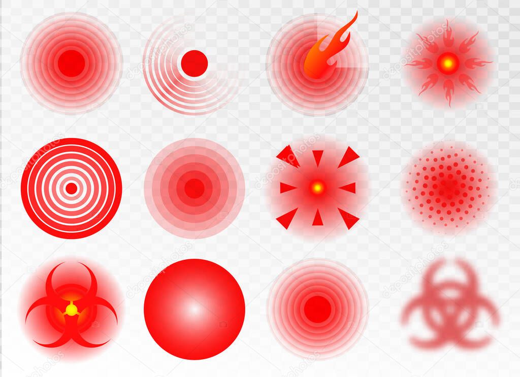 Anillos rojos de dolor para indicar la localización del dolor en ...