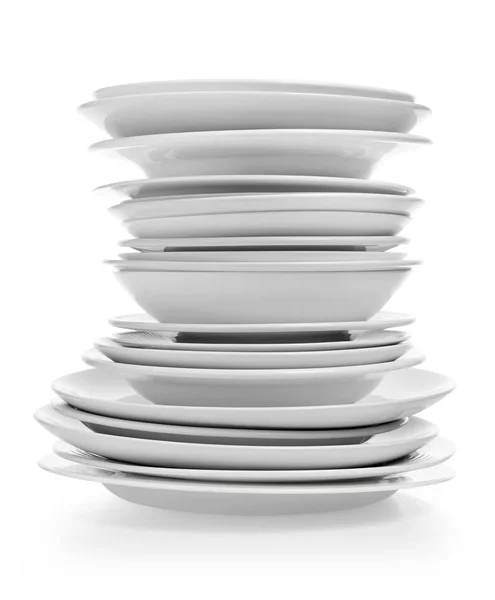 Stack White Porcelain Plates White Background Stock Photo by ...