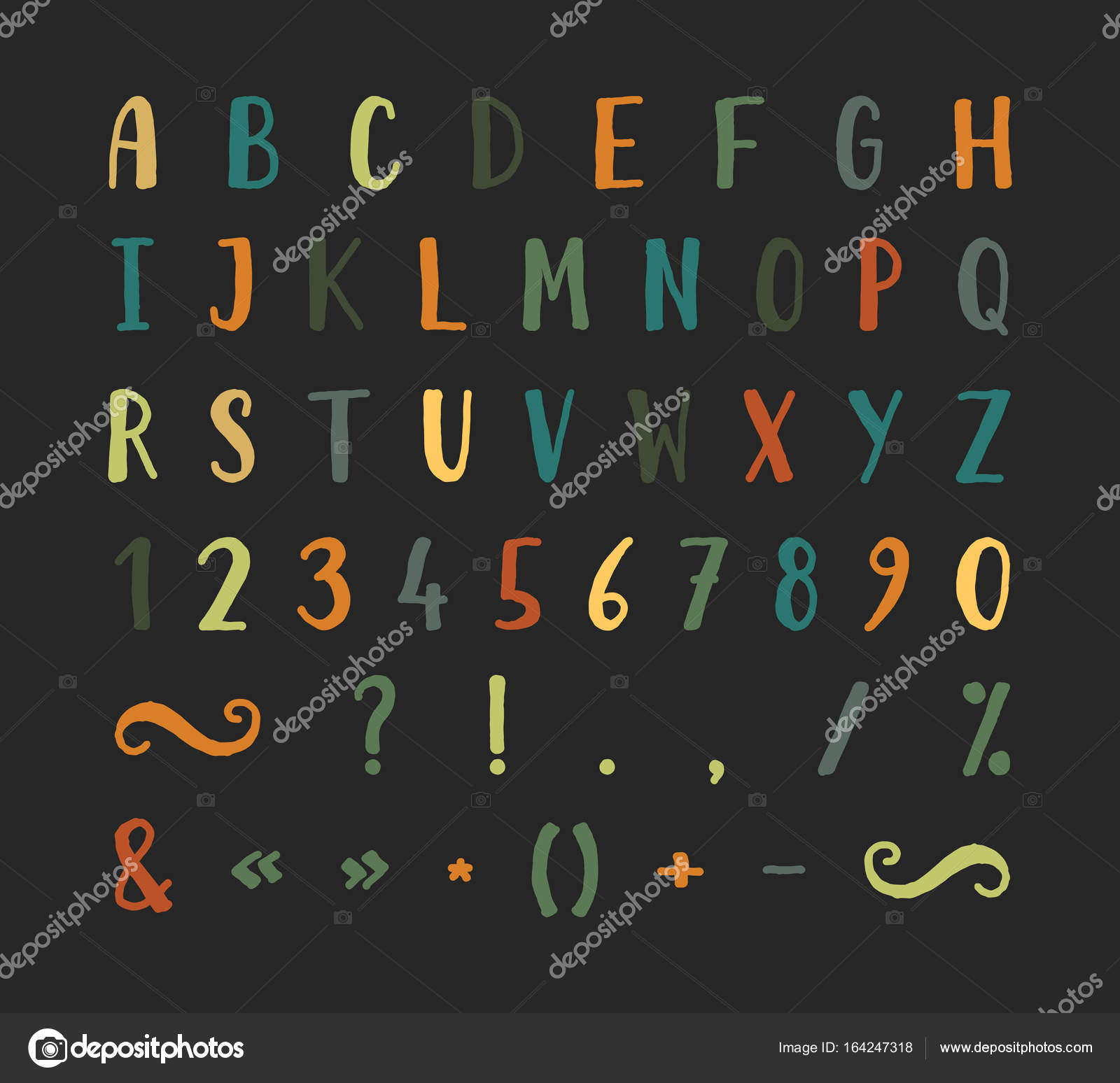 Handwritten font with punctuation marks Stock Vector Image by ©ekmelica ...