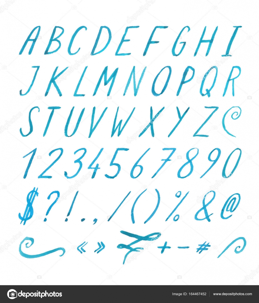 Handwritten font with punctuation marks Stock Vector Image by ©ekmelica ...