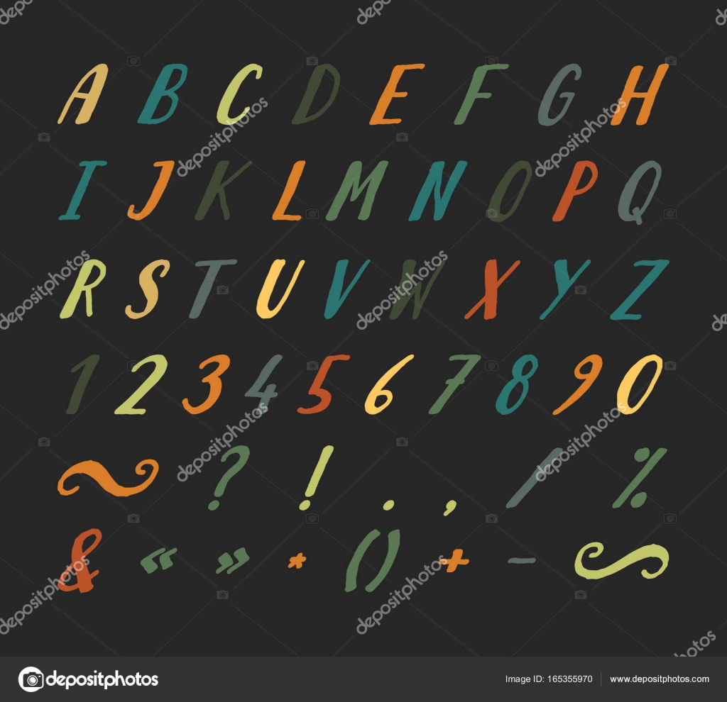 Handwritten font with punctuation marks Stock Vector by ©ekmelica.gmail ...