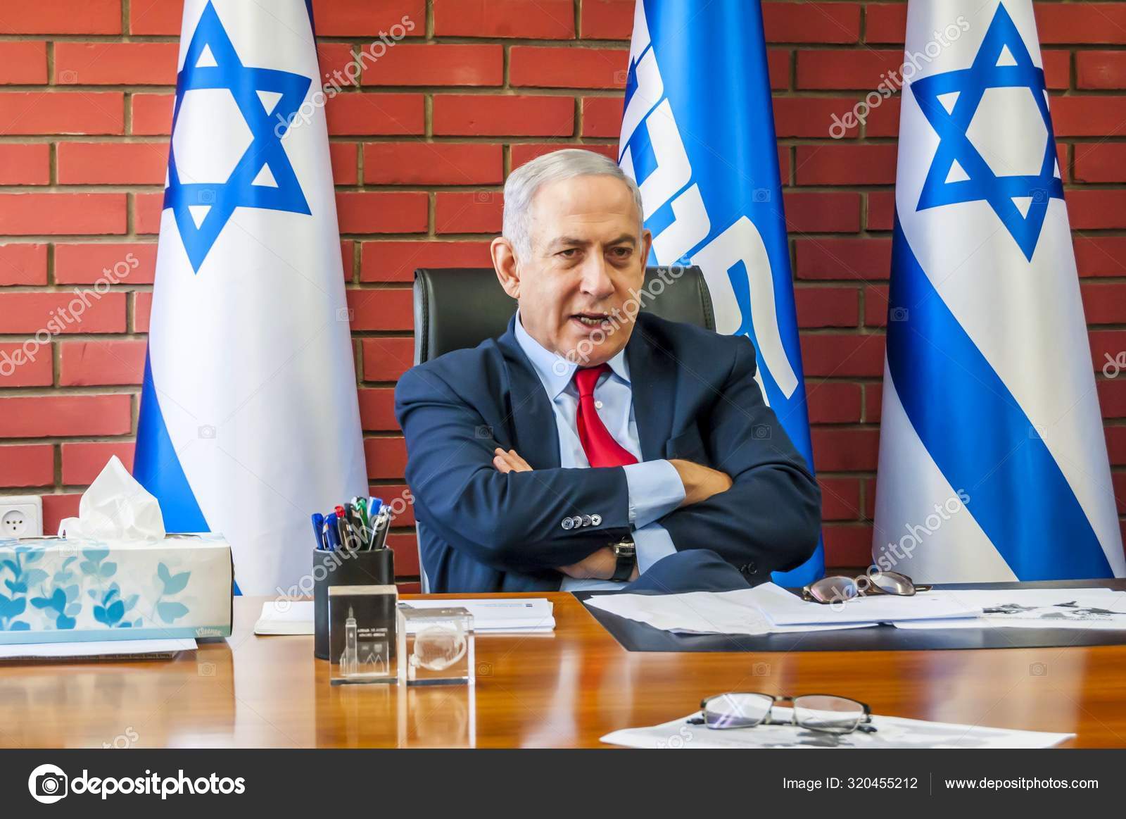 Tel Aviv Israel August 2019 Prime Minister Israel Benjamin Netanyahu ...