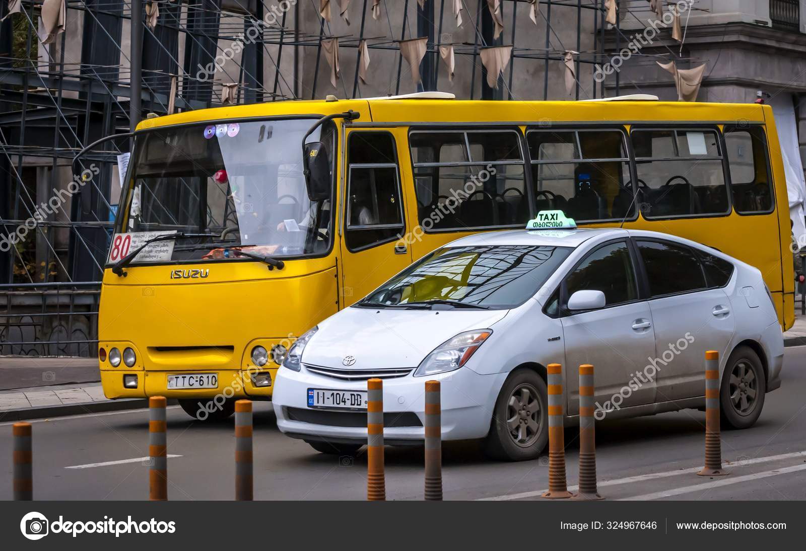 Tbilisi Georgia November 2019 Typical Yellow Route Commuter Bus White ...