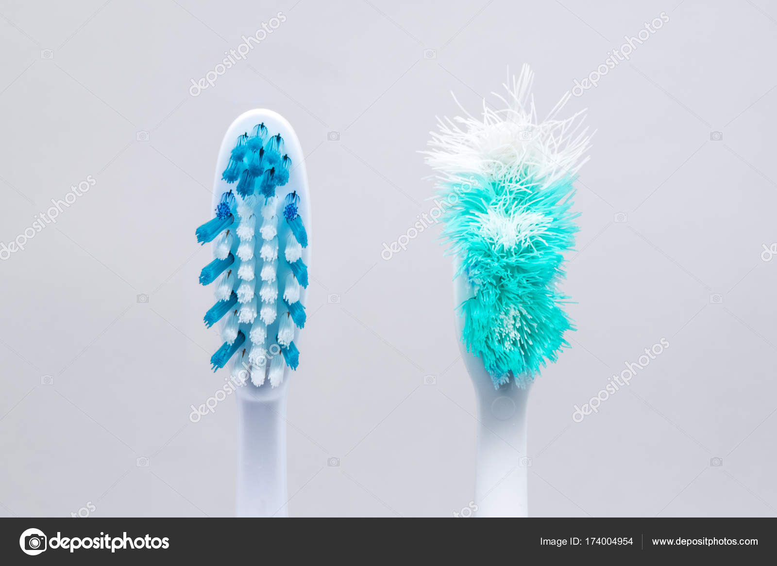 Image of used old and new toothbrushes isolated on a white backg Stock ...