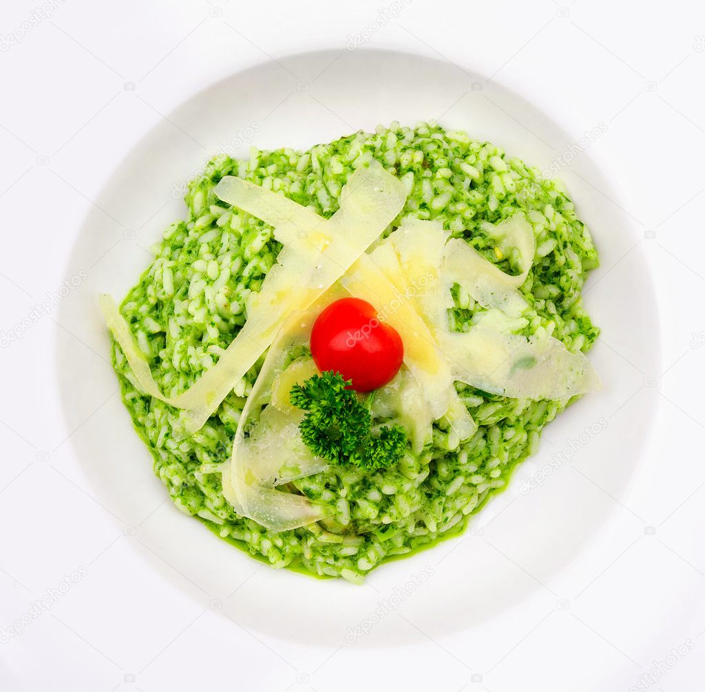 Risotto al Pesto with parmesan cheese Stock Photo by ©Xantana 127705574