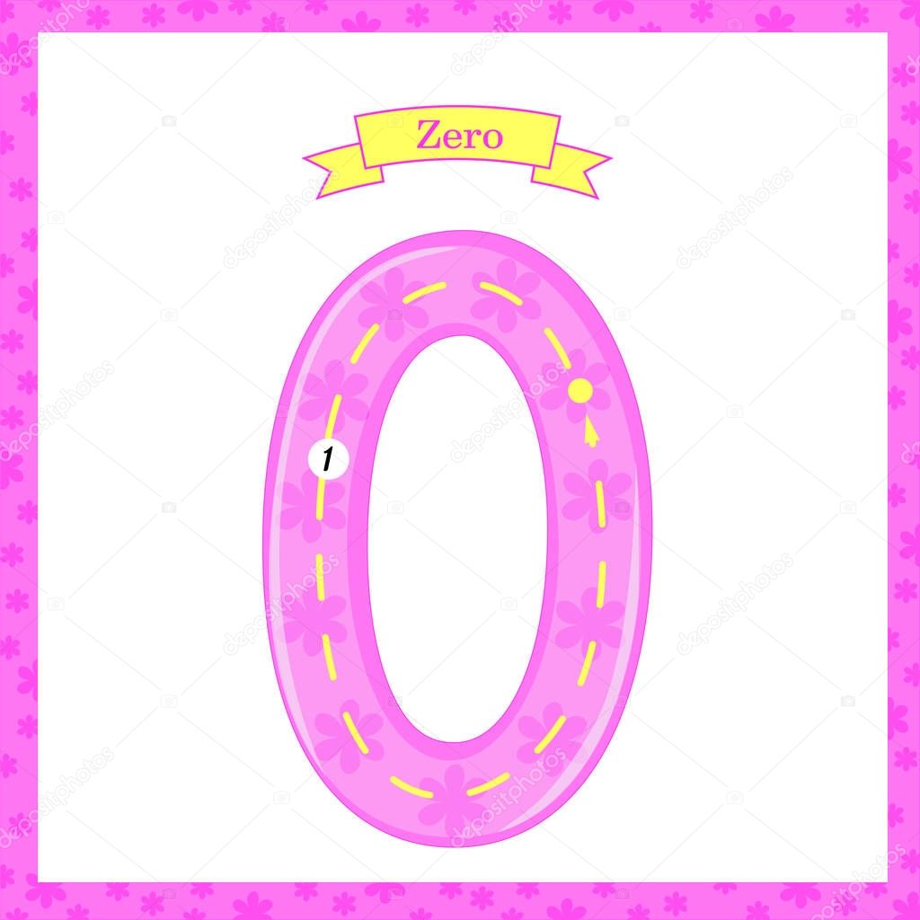 Cute children Flashcard number one tracing with zero for kids learning ...
