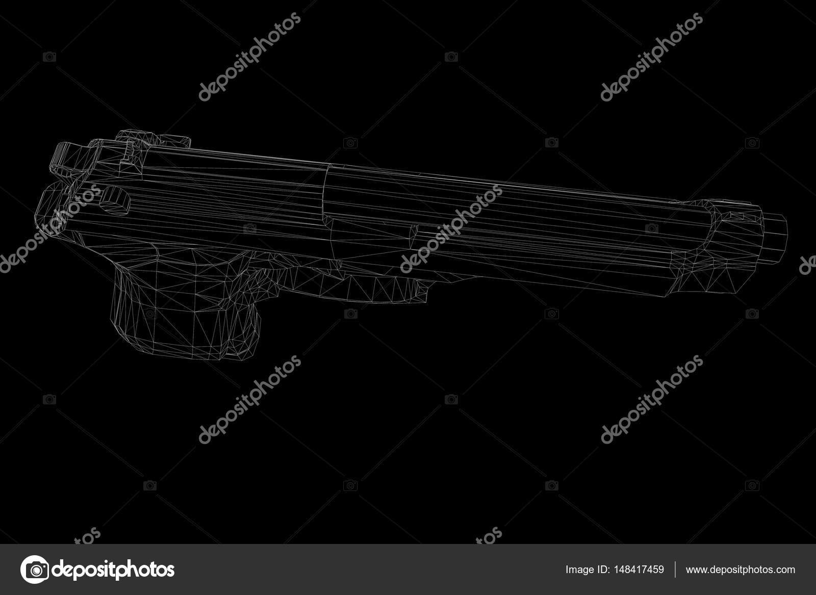 3D Gun Hologram Wireframe in Motion. Nice 3D Rendering — Stock Photo ...