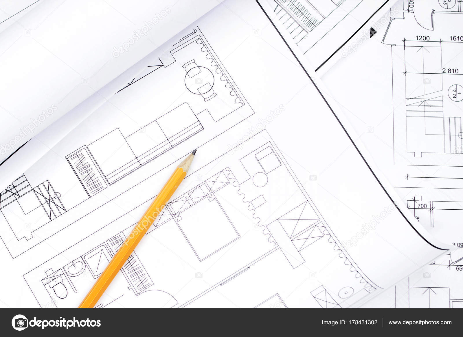 Pencil on drawings with drafts. Stock Photo by ©kirilyukrm.yahoo.com ...