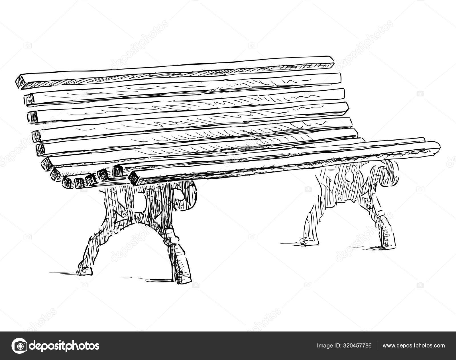 Wooden Bench Cartoon Vector And Illustration, Black And, 53% OFF