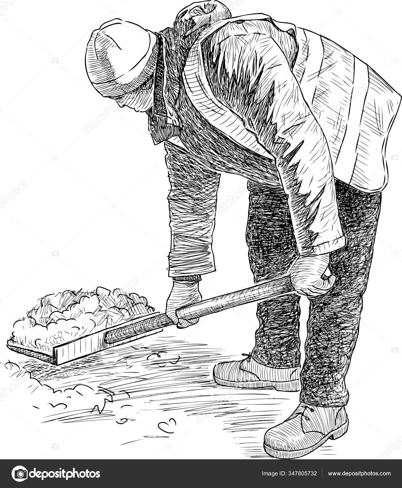 Sketch Janitor Shovel Clear Snow — Stock Vector © samakarov@mail.ru ... Sketch Janitor Shovel Clear Snow — Stock Vector © samakarov@mail.ru ...