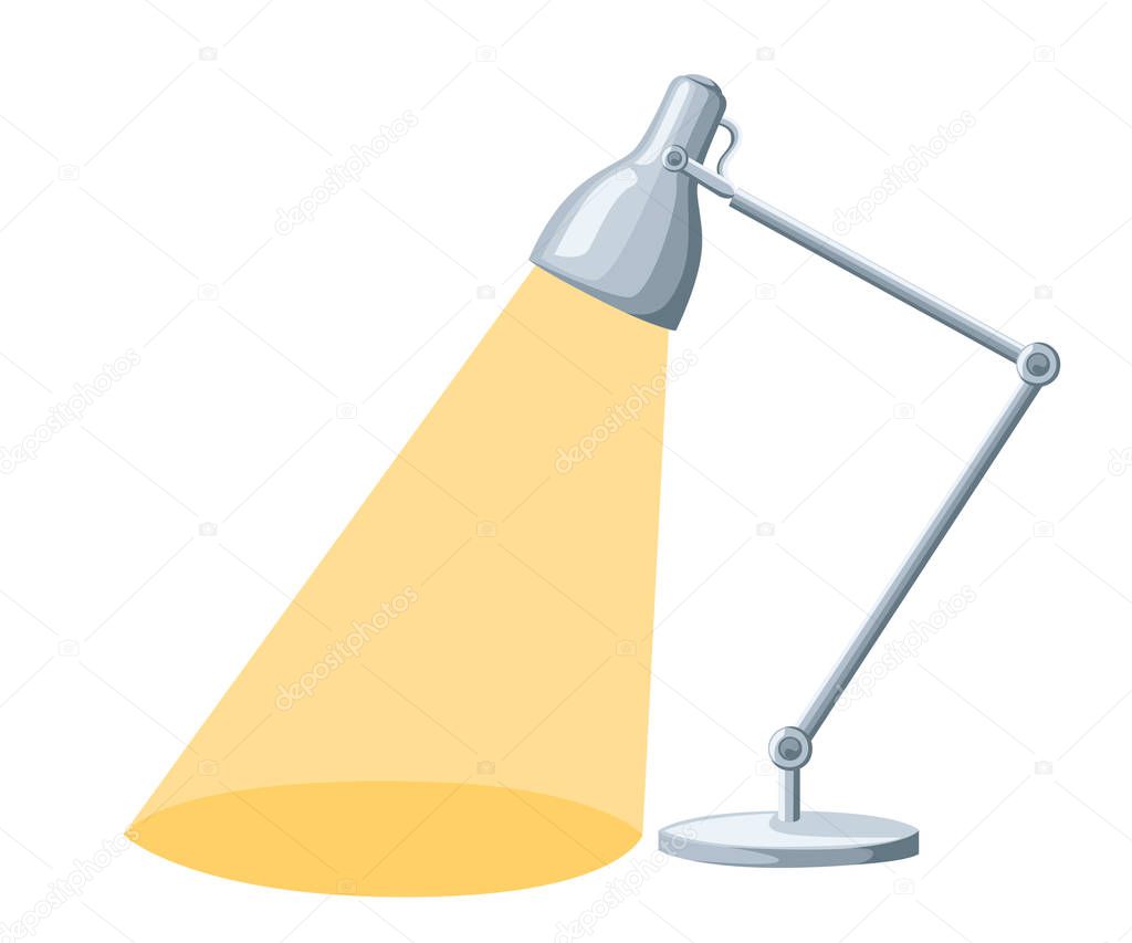 Luz de la lámpara plana de dibujos animados aislados. El flujo de luz ...