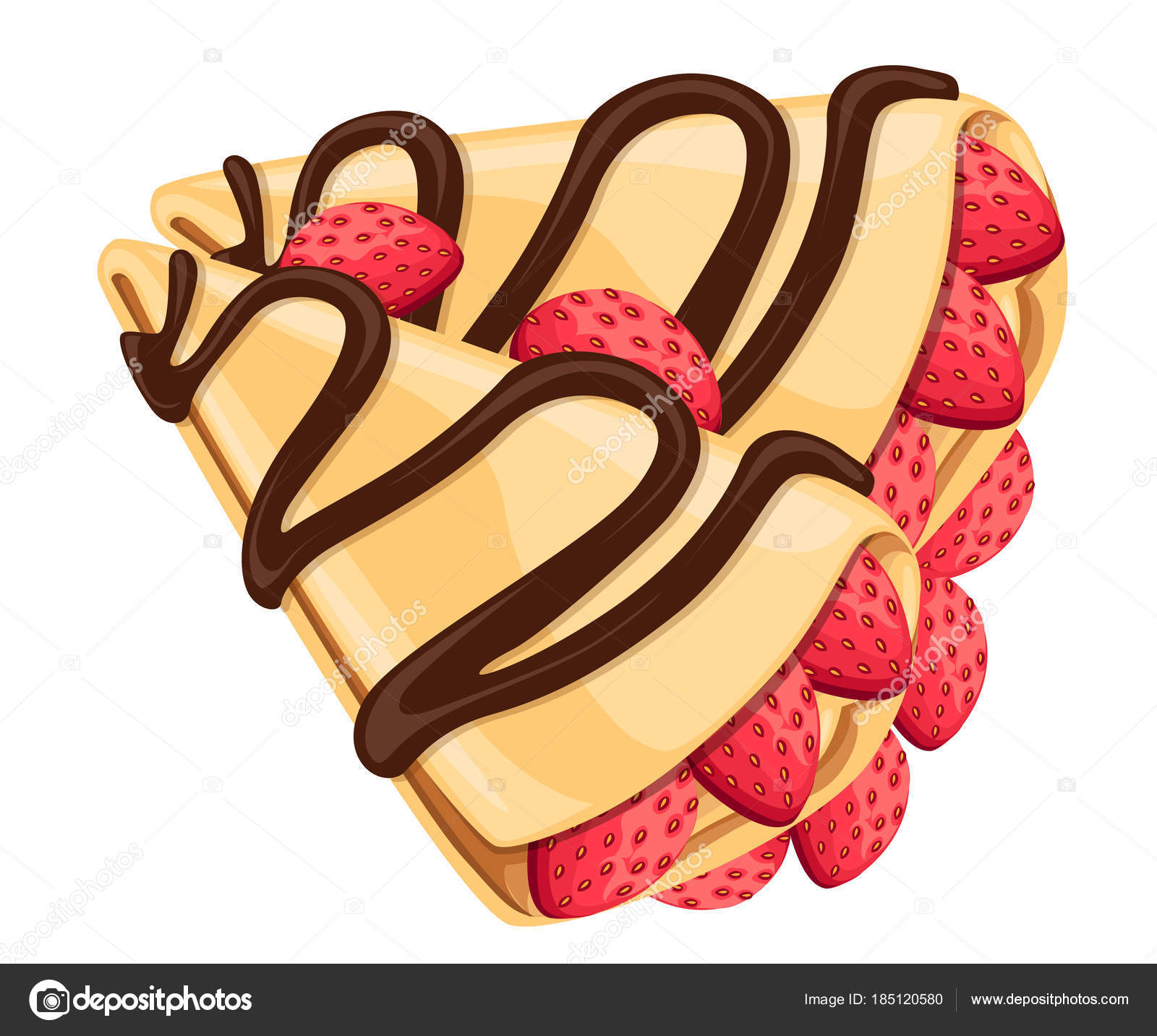 Crepe with strawberry and chocolate tasty pancakes vector illustration ...