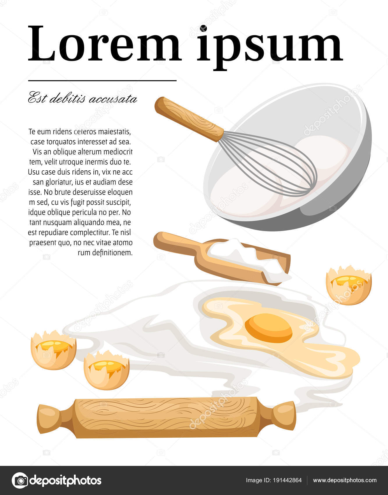 Flour and yolk. Cooking process of dough with shovel, wooden rolling ...