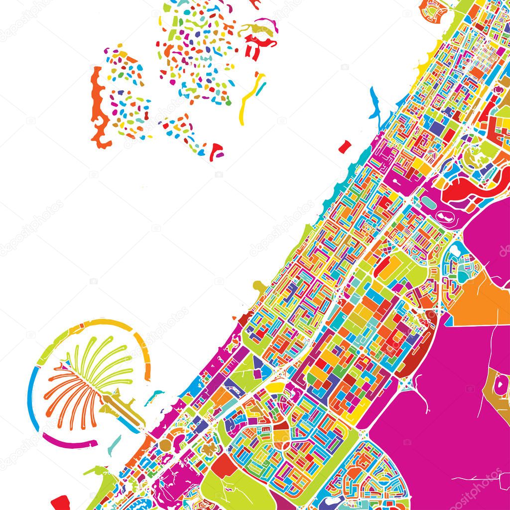 Dubai colorido mapa vectorial 2022