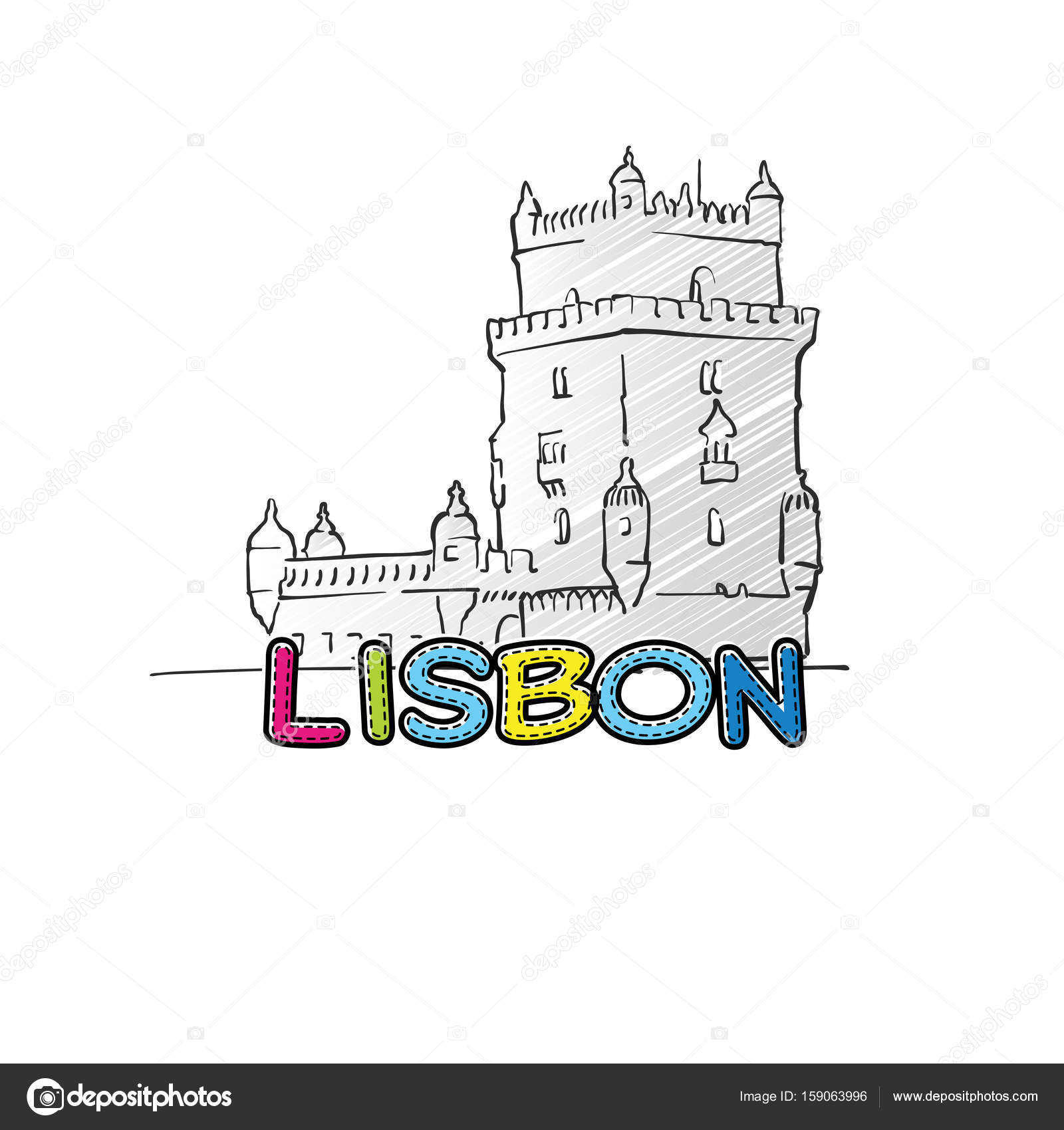 Lisbon beautiful sketched icon Stock Vector by ©mail.hebstreit.com ...