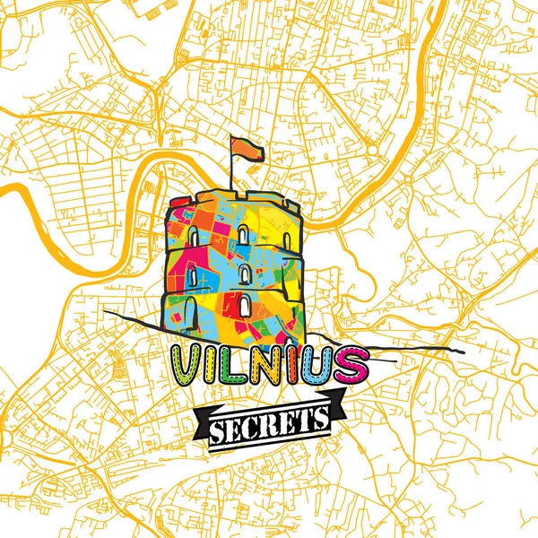 Vilnius Travel Secrets Art Map - Stock Image - Everypixel