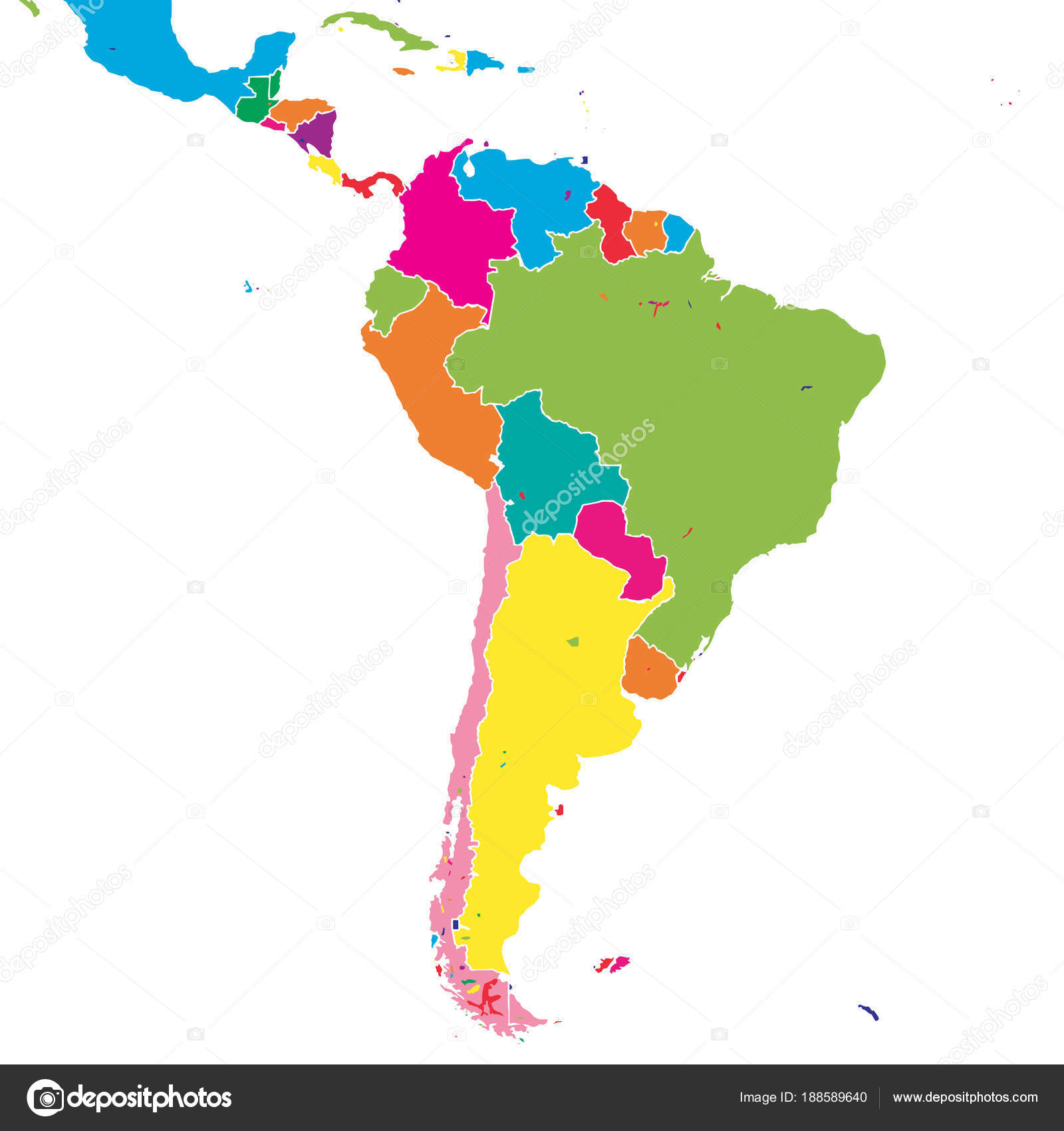 Mapa Da América Do Sul Colorido - FDPLEARN