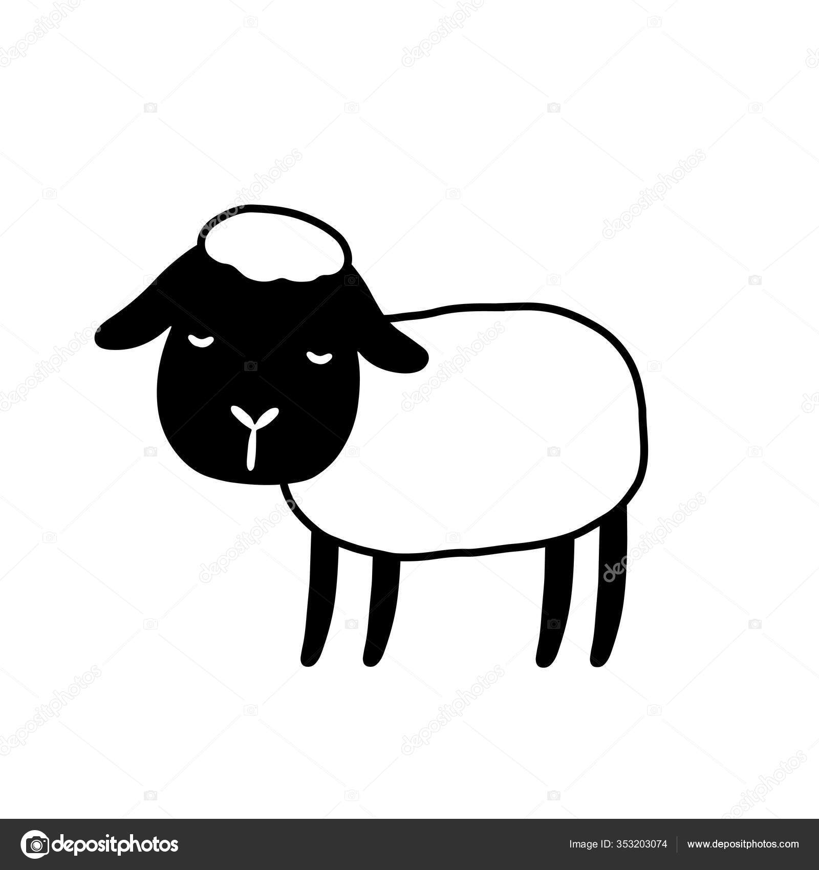 Sheep Character Design Cute Cartoon Animal Vector Illustration Abstract ...