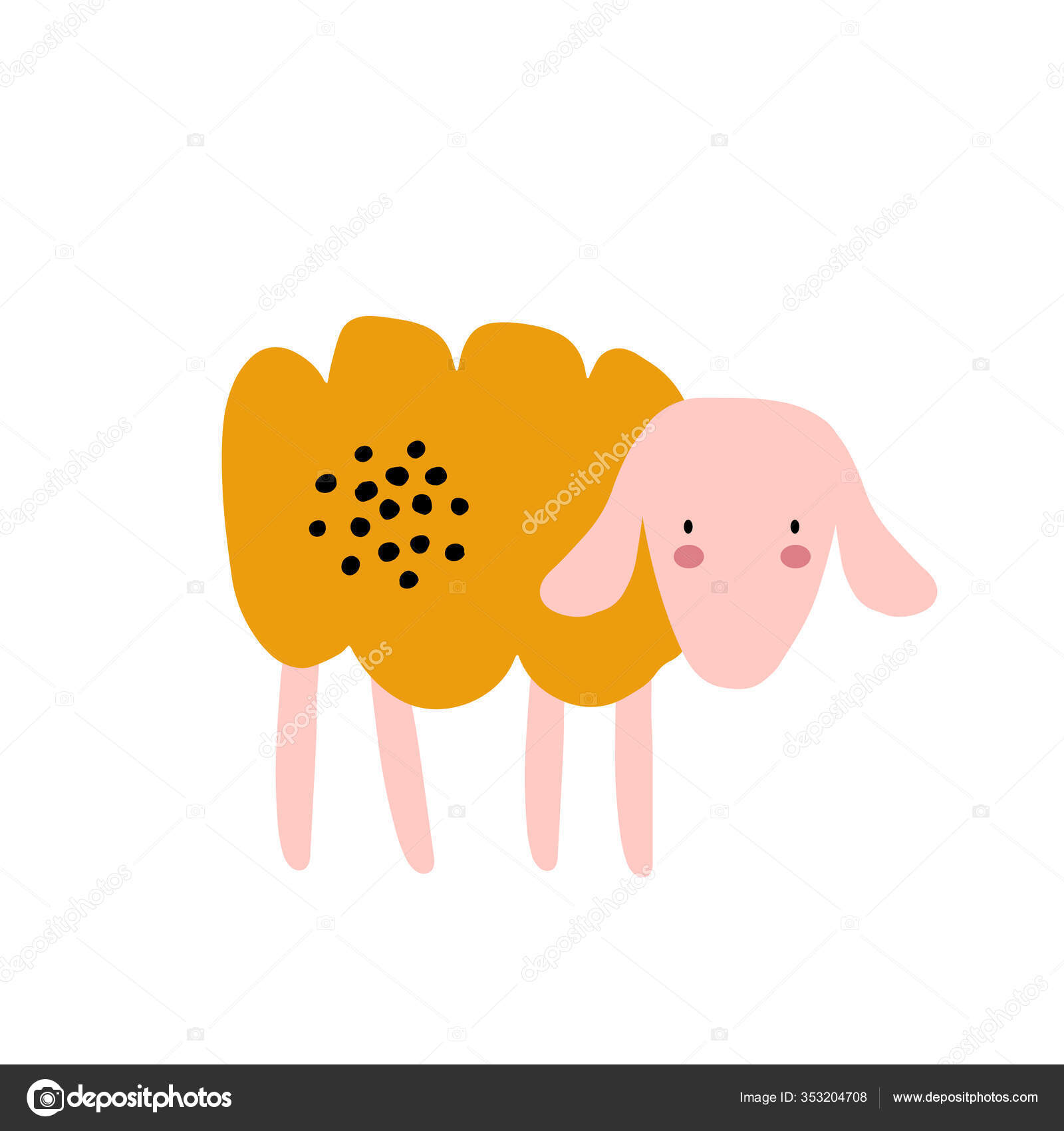Sheep Character Design Cute Cartoon Animal Vector Illustration Abstract ...