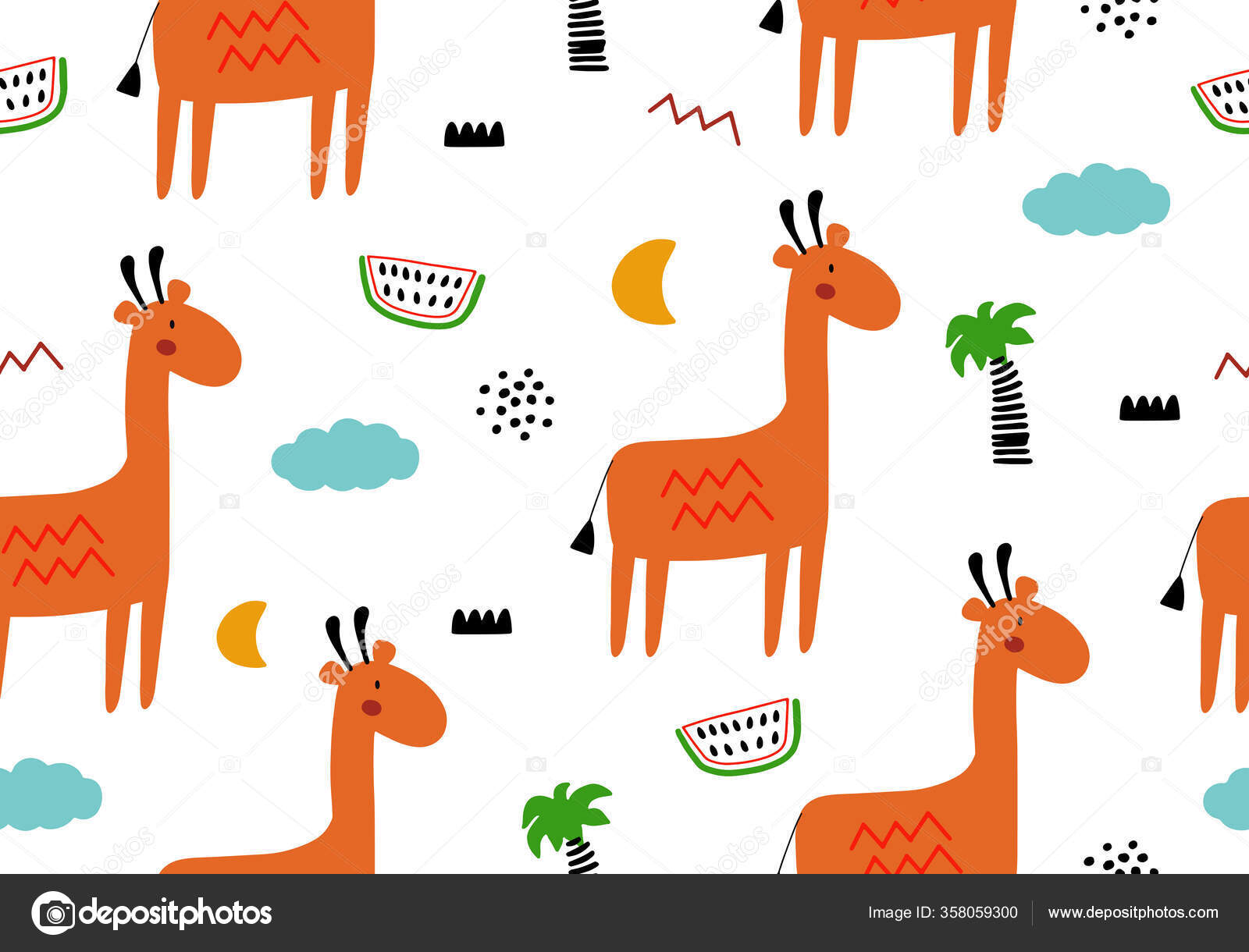 Giraffe Pattern Background Tropical Animal Vector Digital Paper Stock Vector by ©SunnyRed 358059300