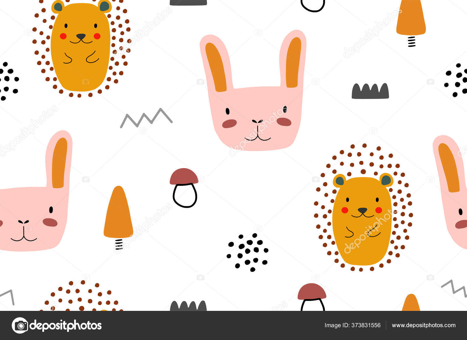 Cartoon Baby Pattern Animals Abstract Nursery Background Vector ...