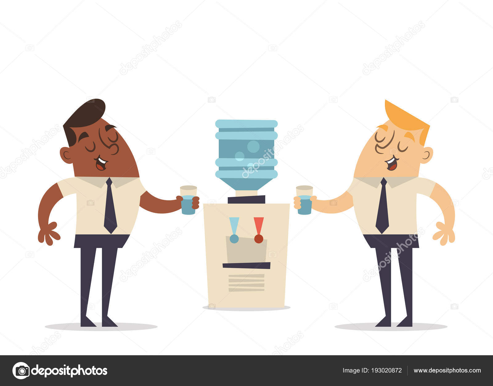 Cartoon Worker Drinking Water