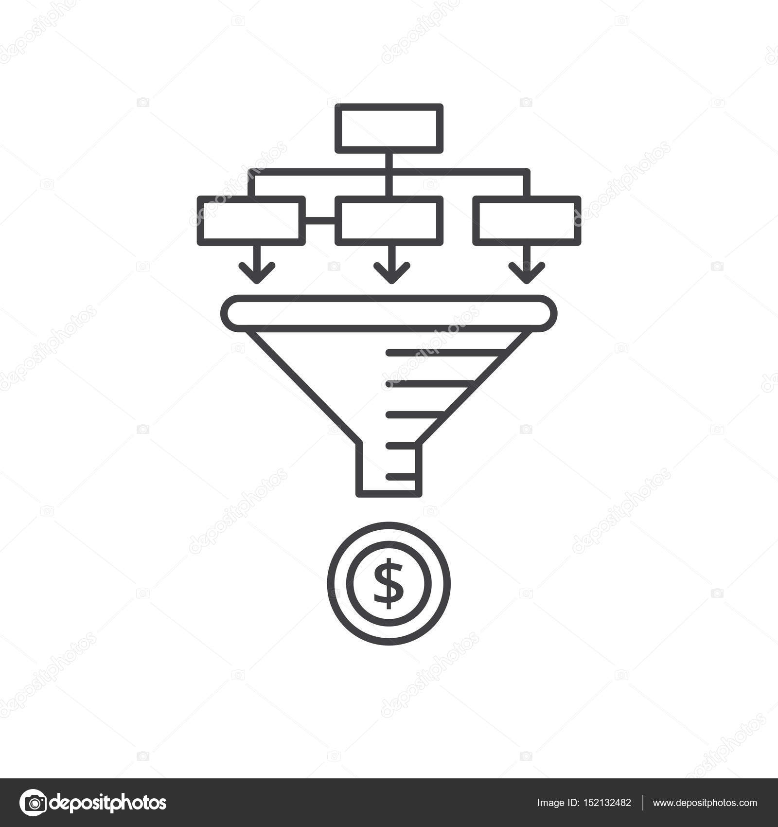 Internet marketing strategy concept. Sale Funnel vector line icon ...