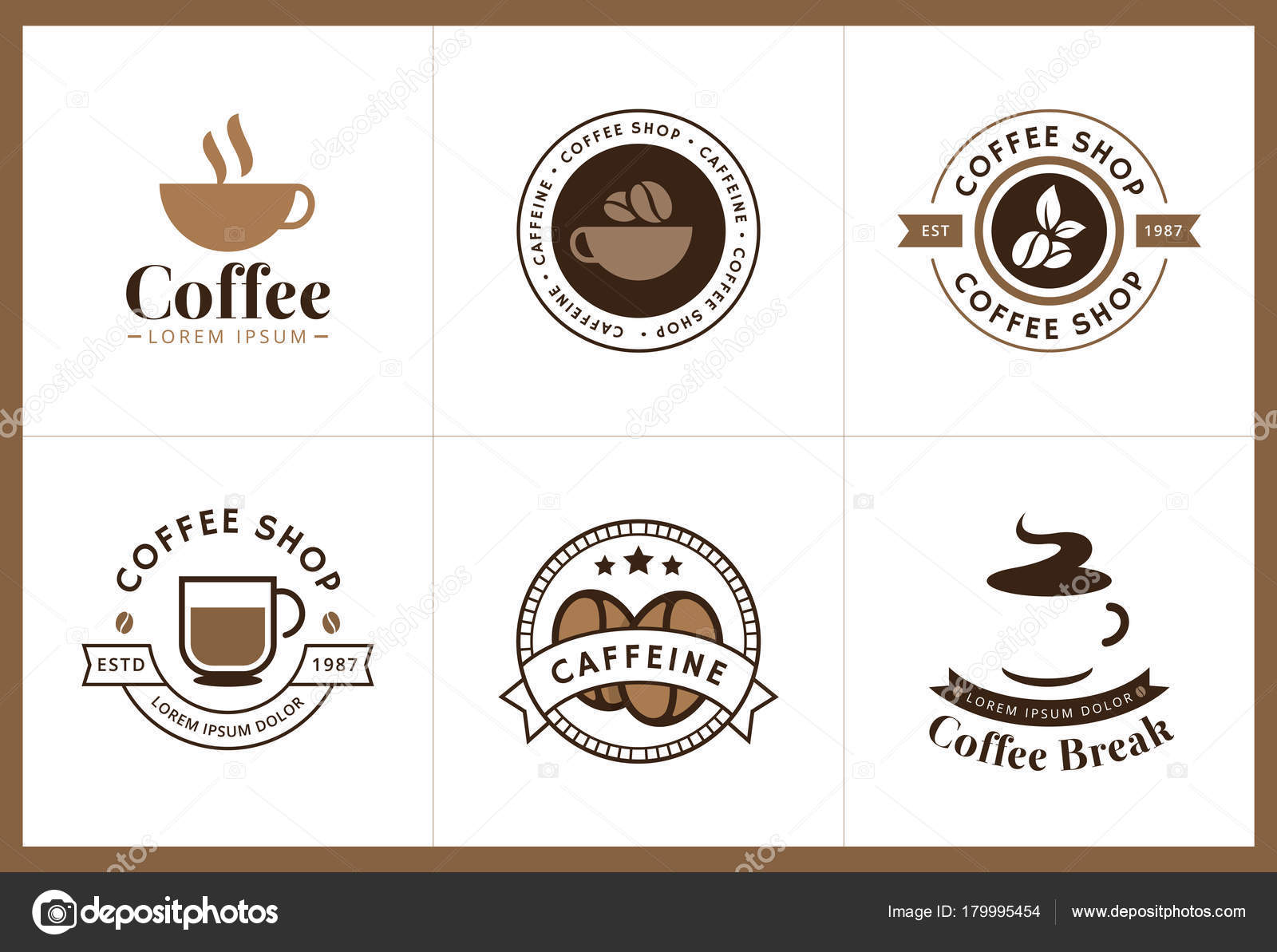 Set Coffee Logo Label Set Vector Coffee Elements Coffee Illustration ...