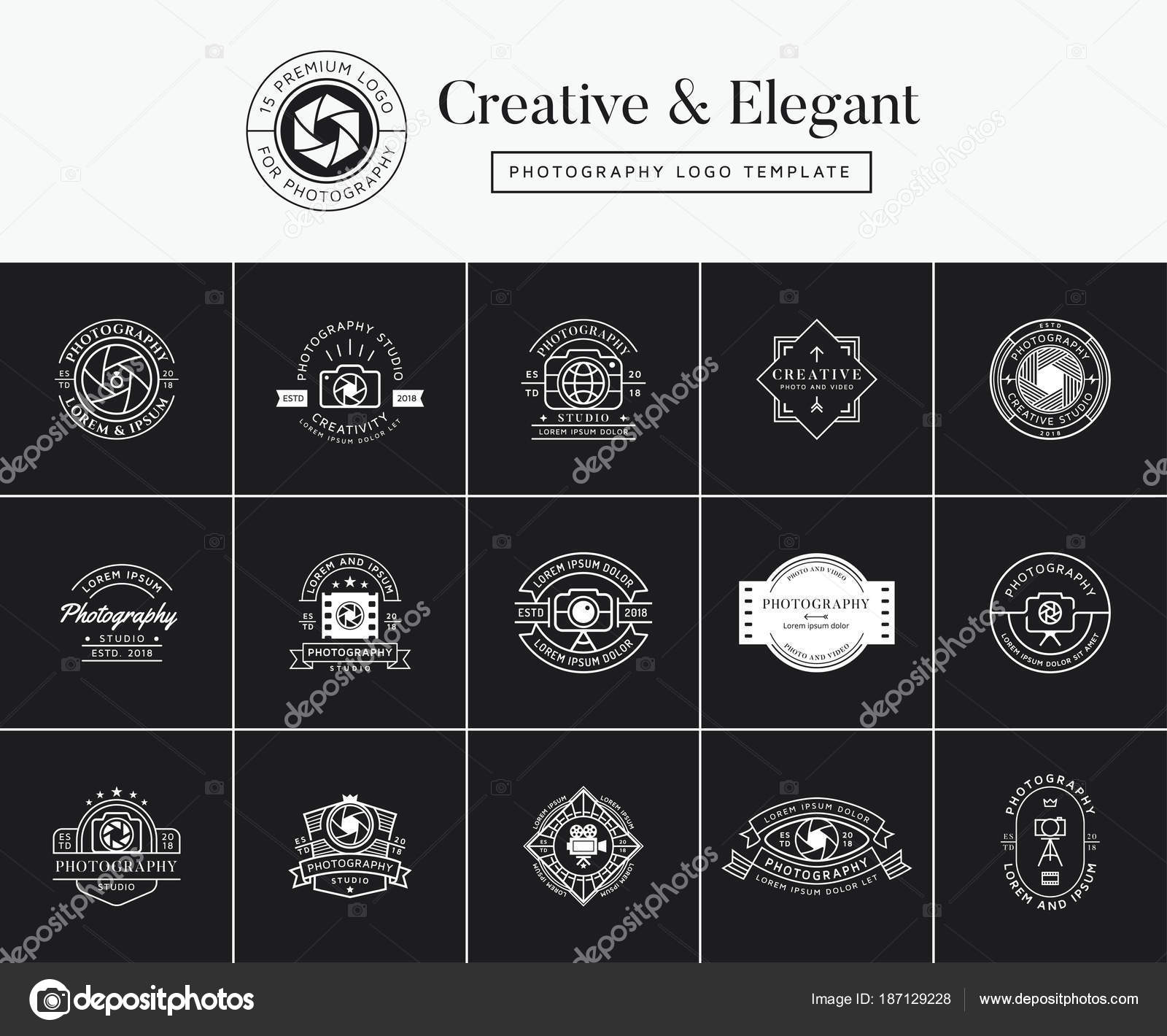 Set Premium Photography Emblems Badges Labels Logo Designs Photography ...