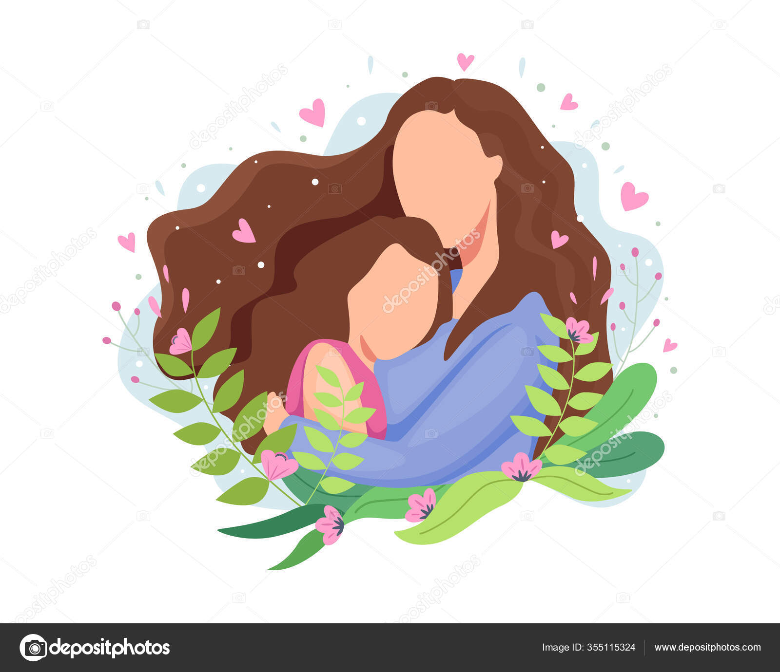 Vector Illustration Happy Mothers Day Beautiful Mother Her Cute Child ...