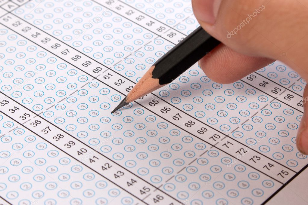 Filling out in answer sheet. Answer sheet focus on pencil. — Stock ...