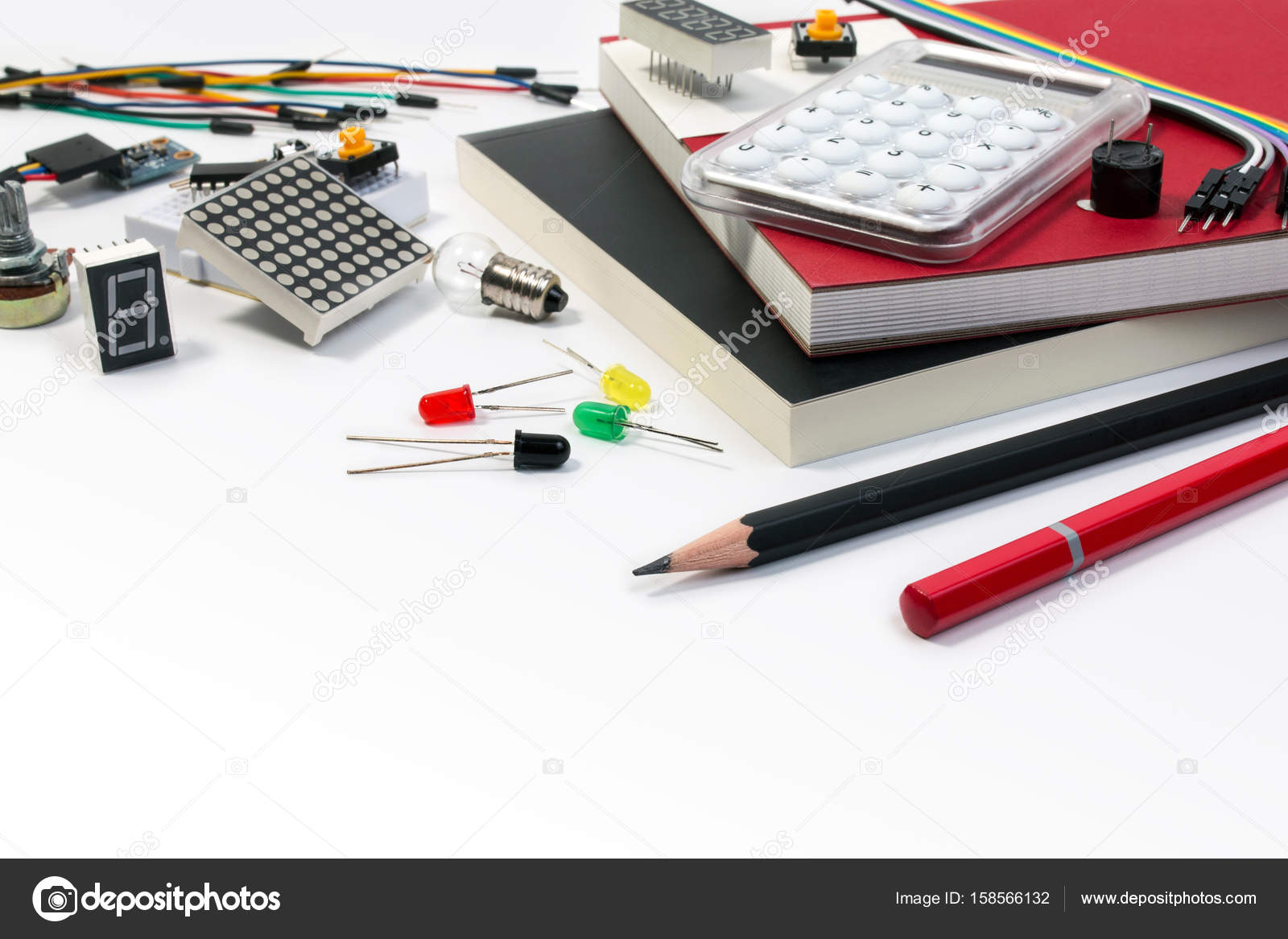 DIY electronic maker tools components on white background. Stock Photo ...