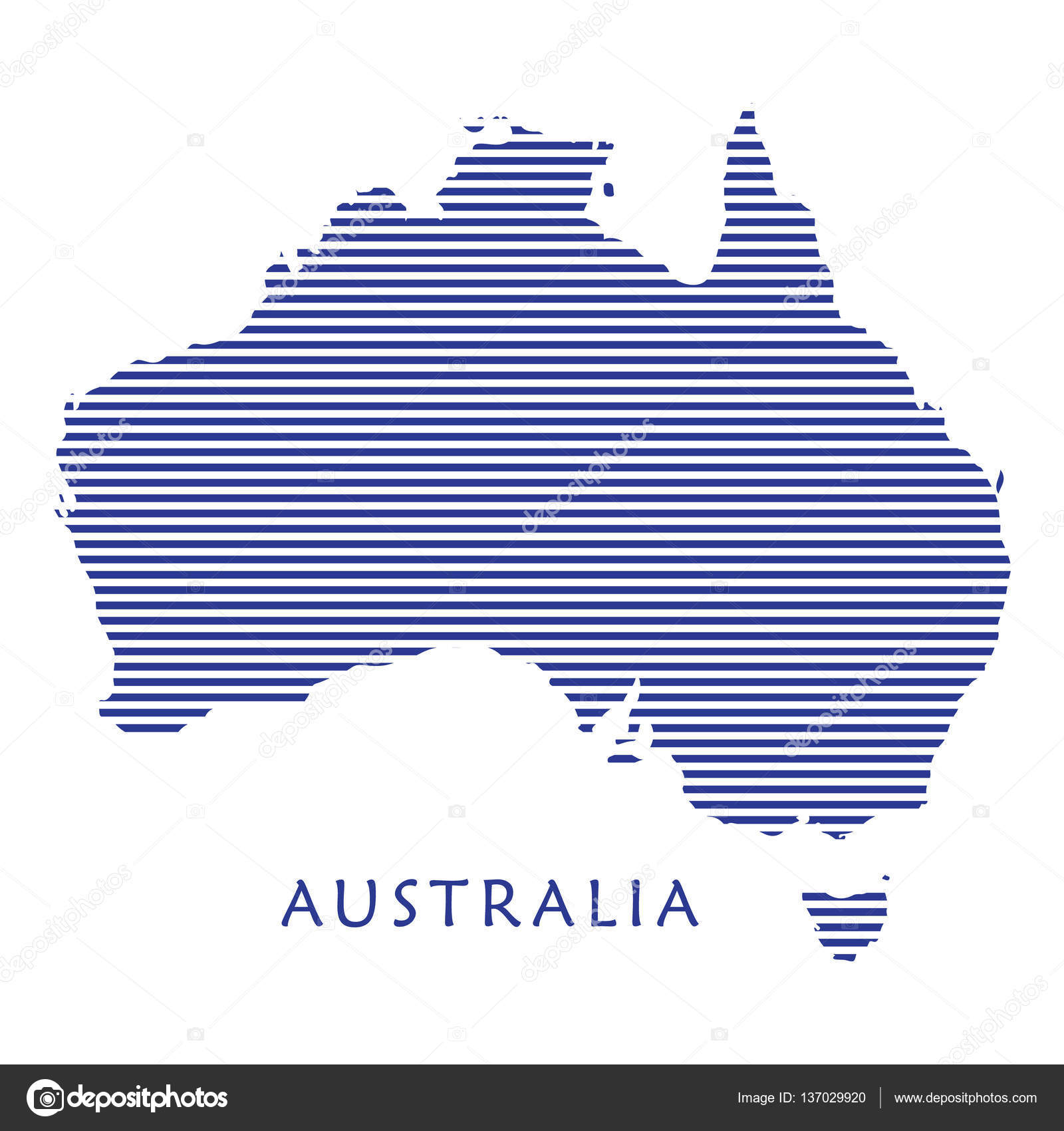 Map of the Australia with blue stripes line pattern. Australia map ...