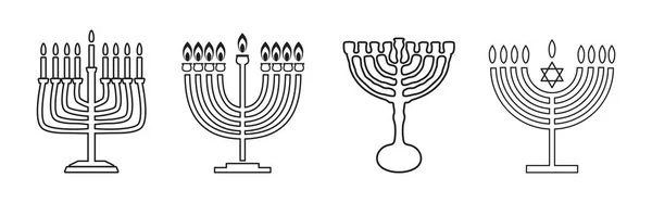 Hanukkah Traditional Symbols Set Menorah Dreidel Donut David's Star ...