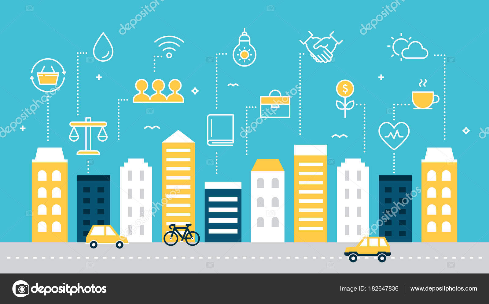 Smart Sustainable City Development Vector Illustration. Stock Vector ...