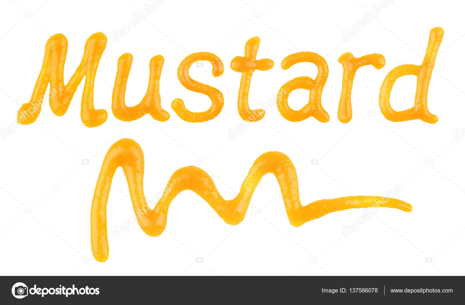 The word "Mustard" written using yellow ketchup Stock Photo by ...