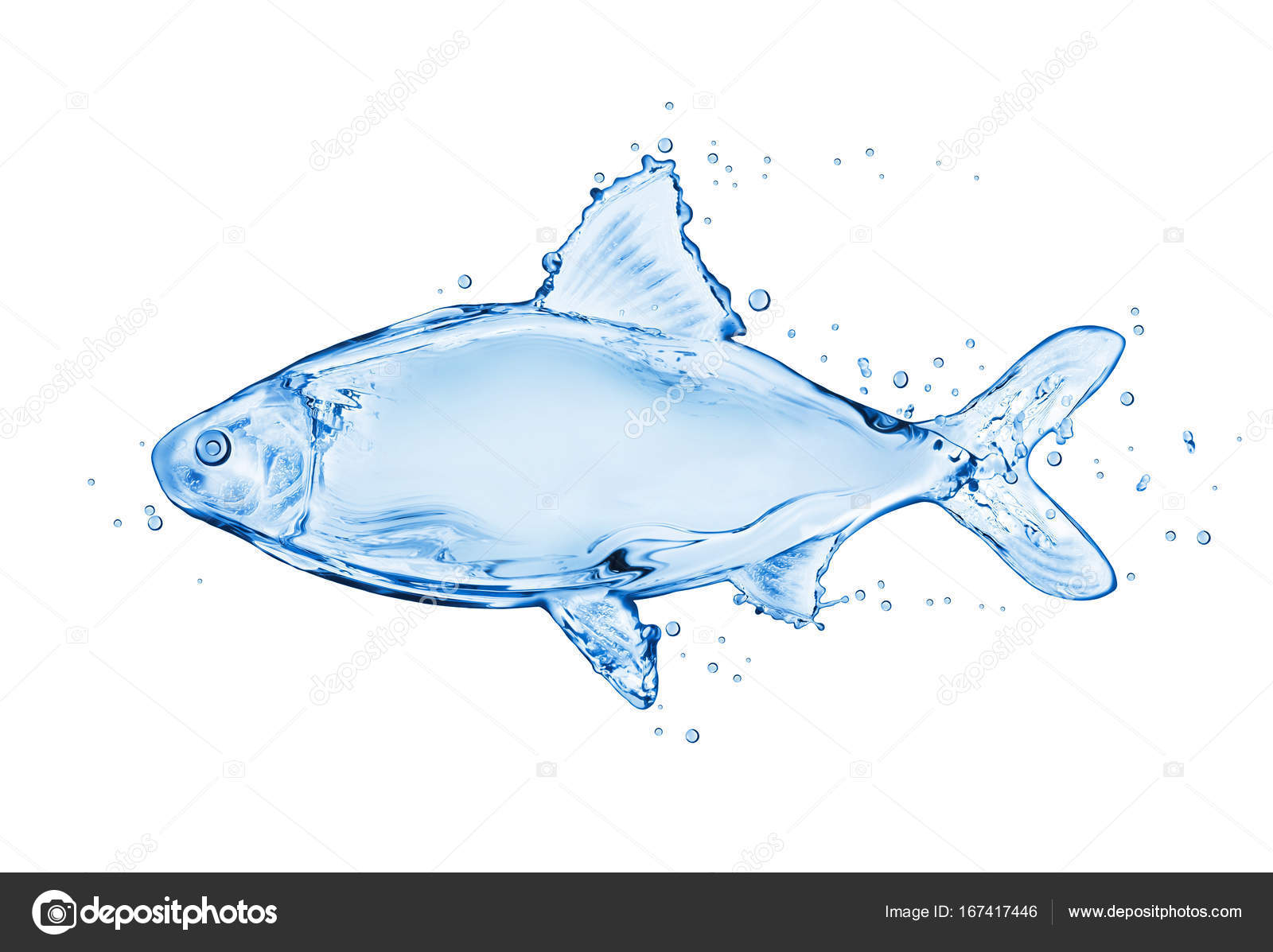Fish made from water splashes on a white background Stock Photo by ...