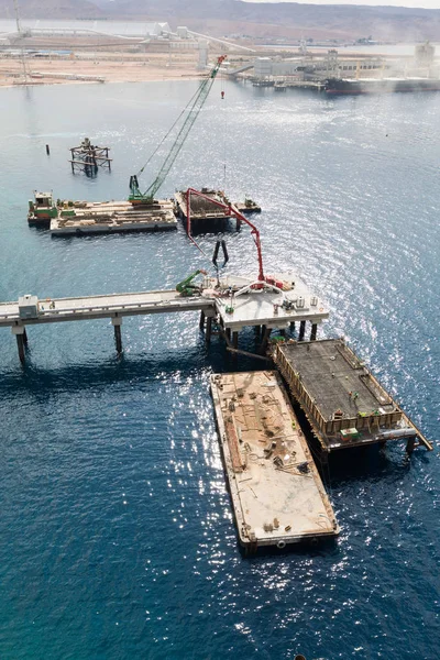 Aqaba, Jordan, 10/10/2015, Metal and concrete Jetty foundation ...