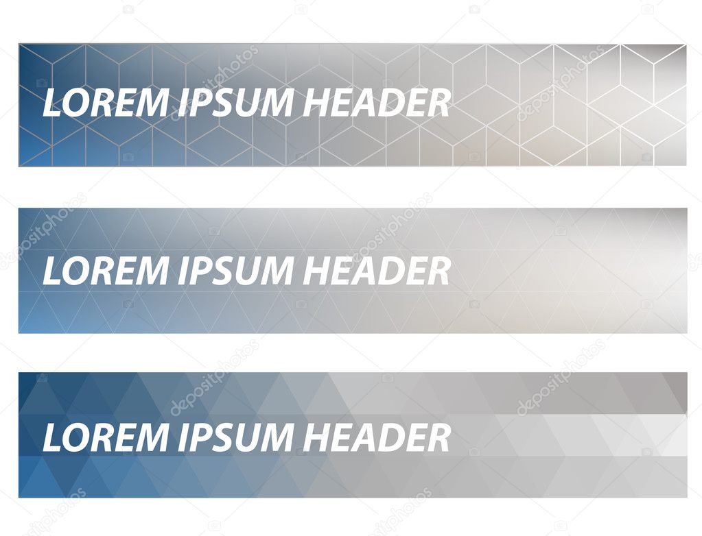 Set of geometric headers or footers with mesh gradient. Simply editable ...