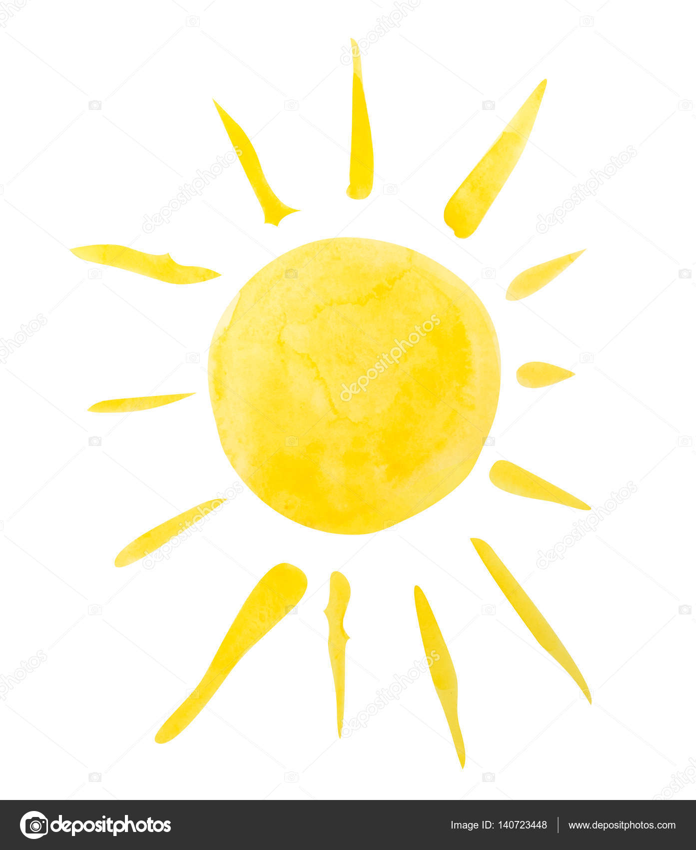 Watercolor sun, clipping mask technique Stock Illustration by ...